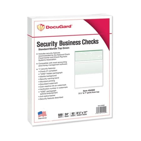 Paris DocuGard, STANDARD SECURITY CHECK, 11 FEATURES, 8.5 X 11, GREEN ...