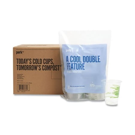 Perk ECO-ID COMPOSTABLE PLA CORN PLASTIC COLD CUPS, 12 OZ, CLEAR/GREEN ...