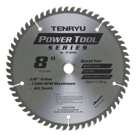 Tenryu 8in Panel-Saw Blade 60T 5/8 KO Arbor PT-20360 | Zoro