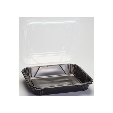 Genpak ProView Jumbo Hinged Food Container Black / Clear 10.5 in. x 9. ...