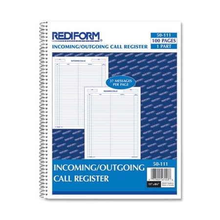 Rediformof Rediform, Wirebound Call Register, 8 1/2 X 11, 3, 700 Forms ...