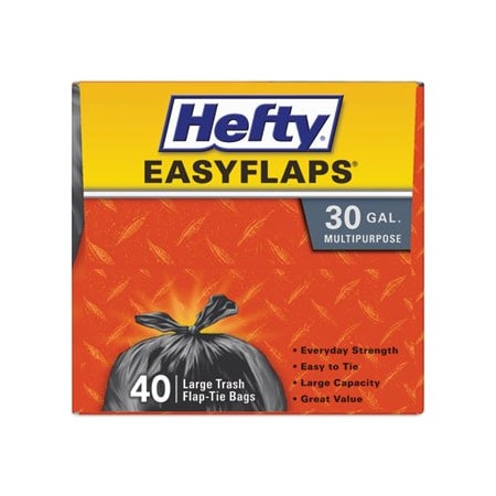 Reynolds Hefty, EASY FLAPS TRASH BAGS, 30 GAL, 0.85 MIL, 30in X 33in ...