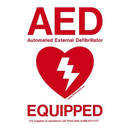 Think Safe First Voice AED Window Door Sticker inAED Equippedin ...