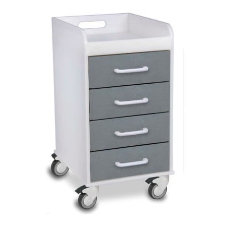 Trippnt Compact 4 Drawer Locking Medical Cart, Silver Metallic, 14inW x ...