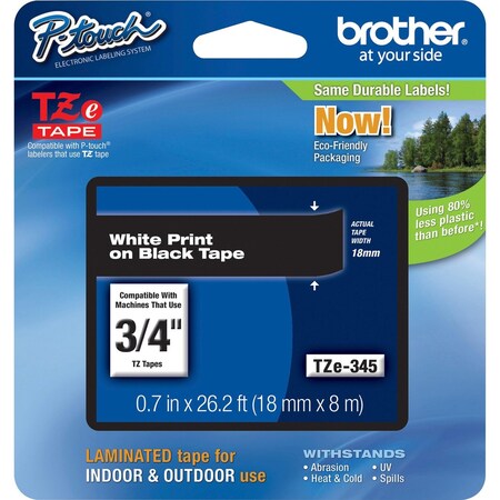 Brother International White on Black 3 4'' TZE345 | Zoro