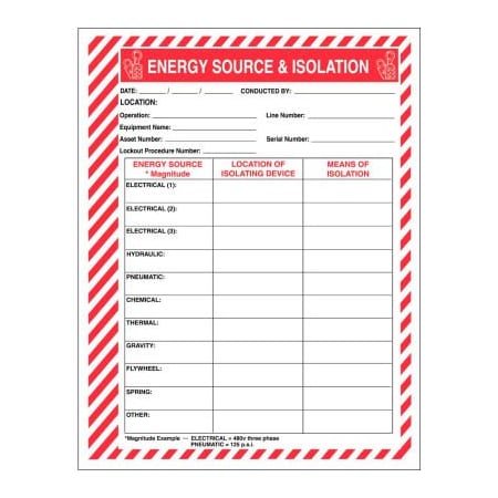 Accuform Accuform Lockout Procedure Station Additional Forms, Energy ...