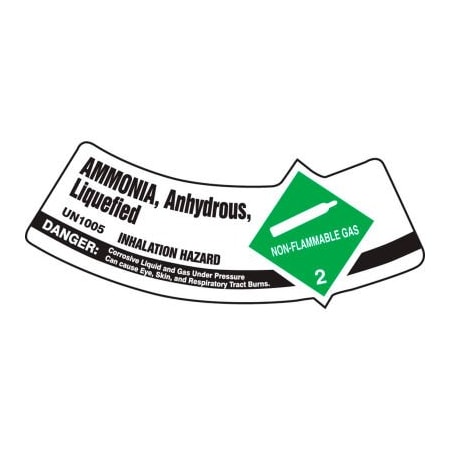 Accuform Accuform Gas Cylinder Label, Ammonia Anhydrous Liquefied ...
