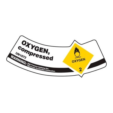 Accuform Accuform Gas Cylinder Shoulder Label, Oxygen Compressed, Vinyl ...