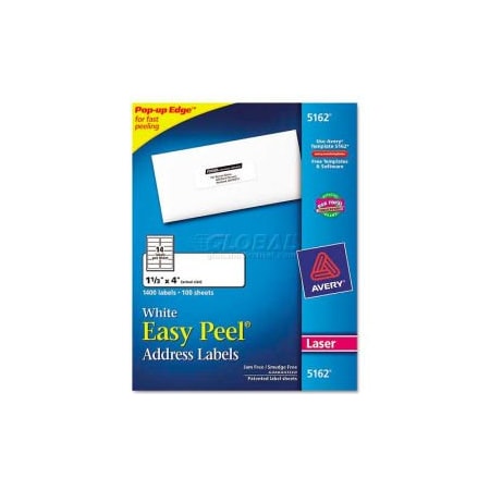 Avery Easy Peel Laser Address Labels, 1-1/3 x 4, White, 1400 Labels ...