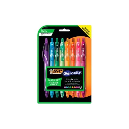 Bic Gel-ocity Quick Dry Retractable Gel Pen, 0.7mm, Assorted Ink/Barrel ...