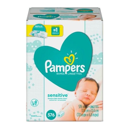 Procter & Gamble Pampers Sensitive Baby Wipes, Unscented - White, 64 ...
