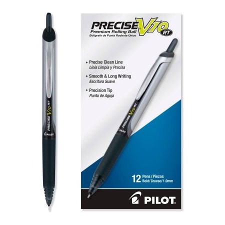 Pilot Pilot Precise V10RT Retractable Roller Ball Pen, Bold 1 mm, Black ...