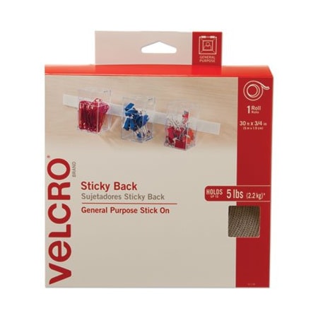 Velcro Brand Velcro, STICKY-BACK FASTENERS, REMOVABLE ADHESIVE, 0.75in ...