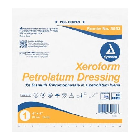Dynarex Dynarex Xeroform Gauze Dressing, 4inL x 4inW, 100 Pcs 3053 | Zoro
