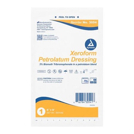 Dynarex Dynarex Xeroform Gauze Dressing, 5inL x 9inW, 200 Pcs 3054 | Zoro
