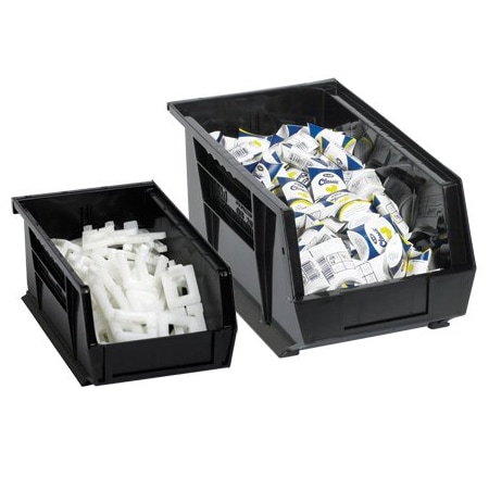 Bsc Preferred 16 x 11 x 8'' Black Plastic Stack & Hang Bin Boxes, 4PK ...