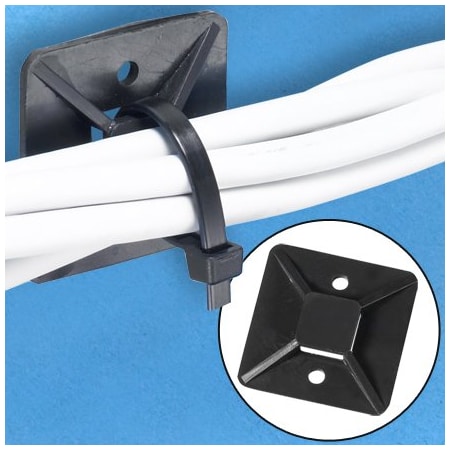 Bsc Preferred 3/4 x 3/4'' Black Cable Tie Mounts, 100PK BUY03997520 | Zoro