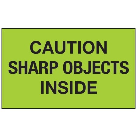 Bsc Preferred 3 x 5'' - ''Caution Sharp Objects Inside'' Fluorescent ...