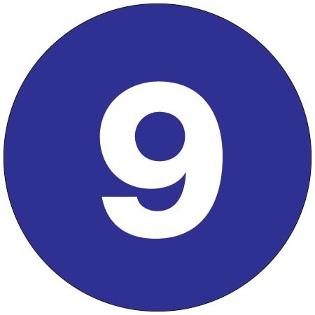 Bsc Preferred 1'' Circle - ''9'' Dark Blue Number Labels DL6759 | Zoro
