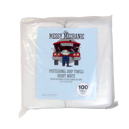 Monarch Brands Shop Towels, 12in x 14in - White, 100PK PNP-WST100-BG | Zoro