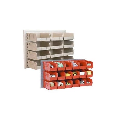 Global Equipment Wall Bin Rack Panel 36 x19 - 8 Red 8-1/4x11x7 Stacking ...