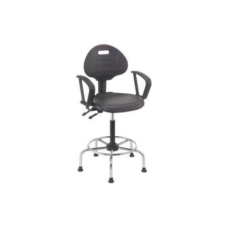 Global Equipment Interion® Shop Stool with Armrest - Polyurethane - 4 ...