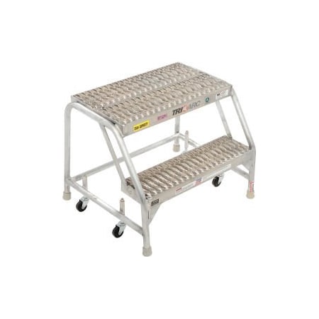 Tri Arc Manufacturing 2 Step Aluminum Rolling Ladder, 24"W Grip Step, W ...