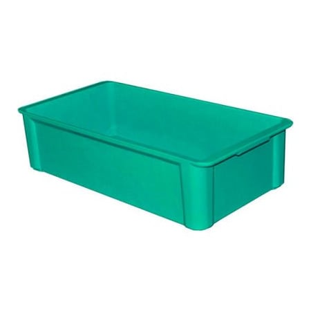 Mfg Tray Stackable Storage Tote, 22-3/8 in L x 12 in W x 6 in H, Green ...
