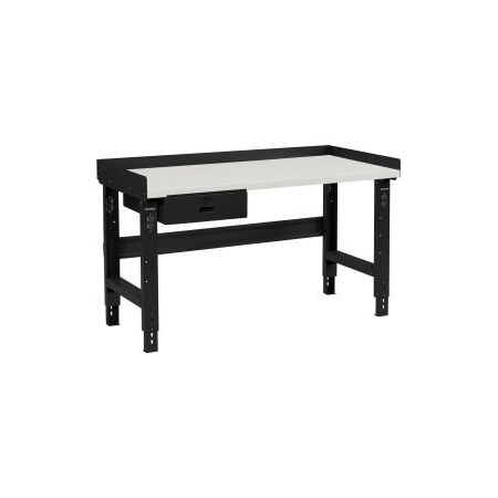 Global Equipment 60 x 36 Adj Height Workbench w/Drawer Riser, BK ...