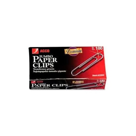 Acco Acco Jumbo Non-Skid Paper Clips, Silver, 1000/Pack 72510 | Zoro