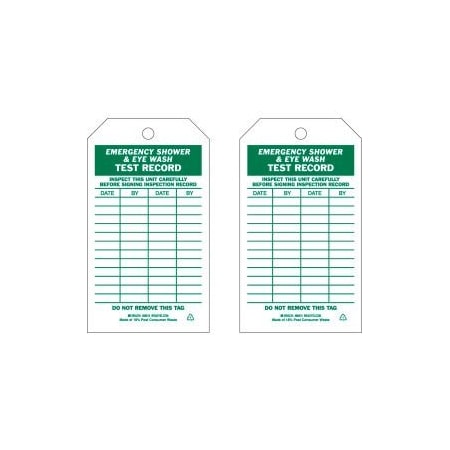 Brady Brady 86615 Emergency Shower & Eye Wash Test Record Tag, 2 Sided ...