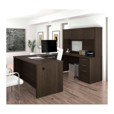 Bestar Bestar U-Shaped Desk - 66" - Dark Chocolate - Embassy Series ...