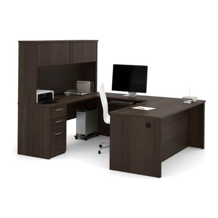 Bestar Bestar U-Shaped Desk - 71" - Dark Chocolate - Embassy Series ...