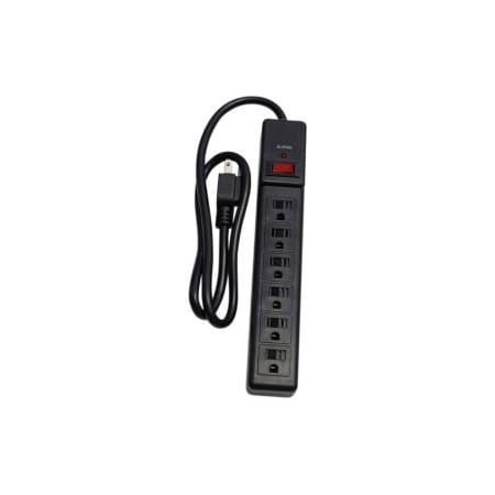 Century Wire & Cable Power Strip, Surge, 3 ft., Black D155300BK-3 | Zoro