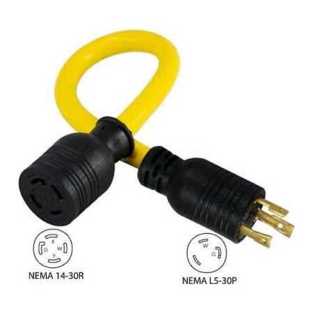Conntek Plug Adapter, Pigtail, L14-30R, L5-30P, 1.5 ft., Yellow ...