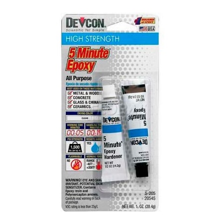 Itw Devcon 5 Minute Fast Drying Epoxy (S-205), 20545, 2-.5 Oz. Tubes ...