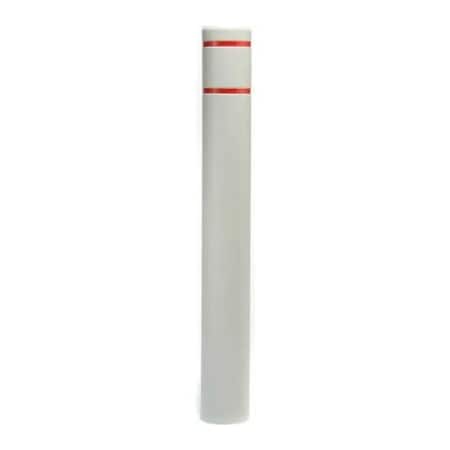 Post Guard Post Guard Bollard Cover, 4-1/2"Dia. X 52"H, Grey W/Red Tape ...