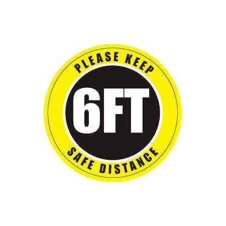 Ergomat Please Keep Safe Distance Sign 6'' Round, Vinyl Adhesive DSV ...