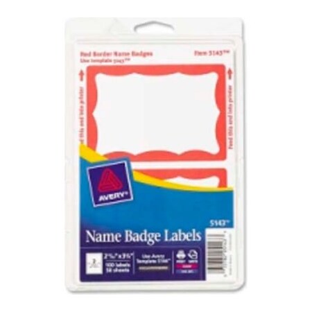 Avery Avery Self-Adhesive Labels 2-11/32" x 3-3/8" Red 100/Pack 5143 | Zoro