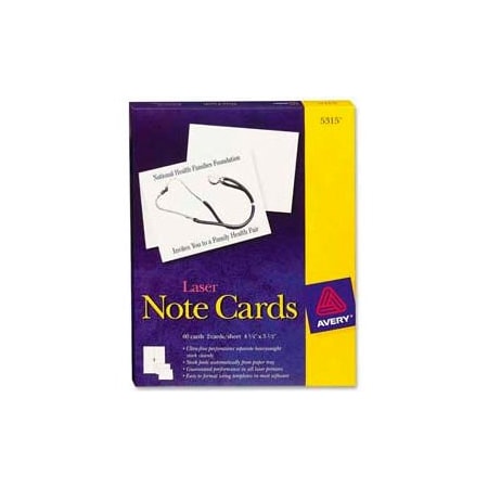 Avery Avery Laser Note Cards with Envelope, 4-1/4" x 5-1/2", White, 60 ...