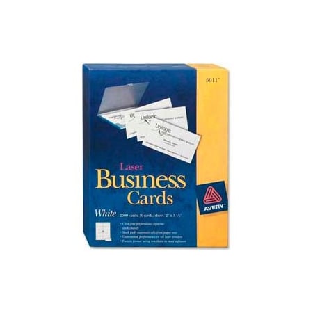 Avery Avery Business Card, 2" x 3-1/2", White, 2500 Cards/Pack 5911 | Zoro
