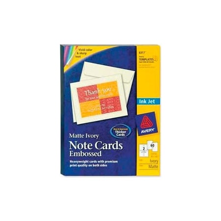 Avery Avery Inkjet Embossed Note Cards, 5-1/2" x 4-1/4", Matte, Ivory ...