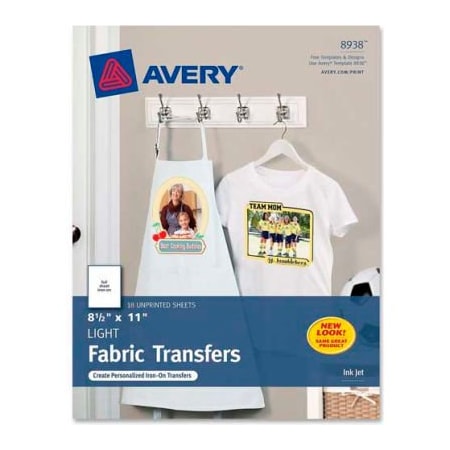 Avery Avery Light T-Shirt Transfer, 8-1/2" x 11", Matte, White, 18 ...