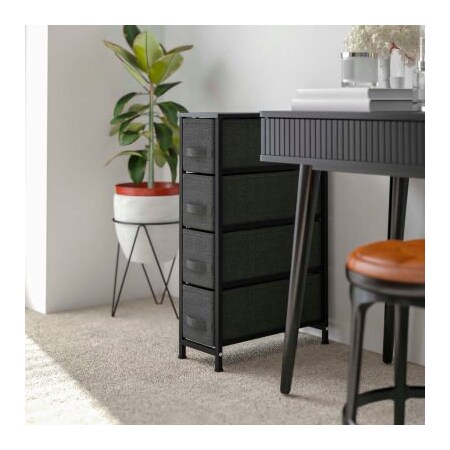 Gec Flash Furniture 4 Drawer Slim Wood Top Cast Vertical Storage ...