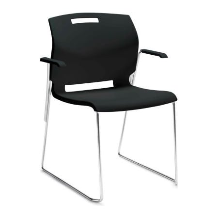 Gec Global Stacking Chair with Arms - Plastic - Asphalt Night Black ...