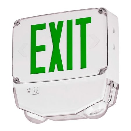 Hubbell Lighting Hubbell LED Combo Exit/Emerg Light, Wet Listed, Green ...