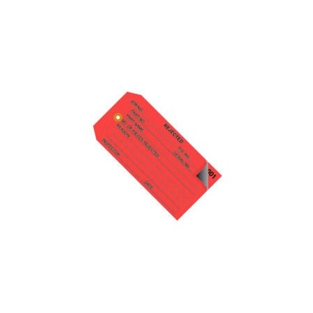Box Packaging 2 Part Inspection Tag Rejected No 5 4-3/4L x 2-3/8W Red ...