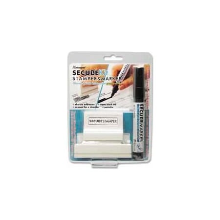 Shachihata Xstamper Secure Stamp & Marker Kit, 15/16" x 2-13/16", Black ...