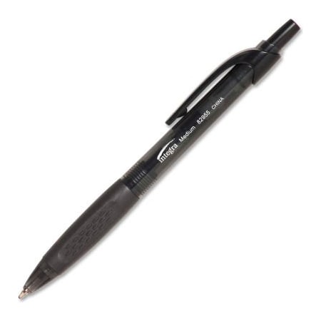 Integra Integra Ballpoint Retractable Pen, Medium, Black Ink, Dozen ...