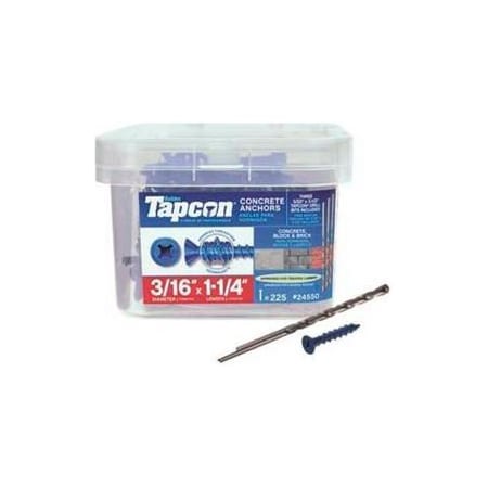 Itw ITW Tapcon Concrete Anchor - 3/16 x 1-1/4" - Phillips Flat Head ...
